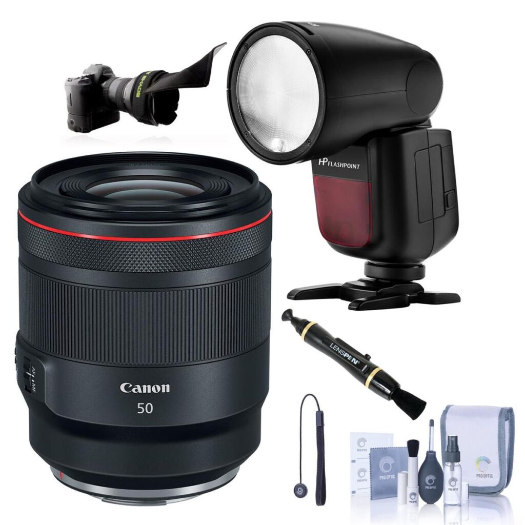 Canon RF 50mm f1.2 L USM Lens With Flashpnt Zoom Li-on X R2 TTL Round ...